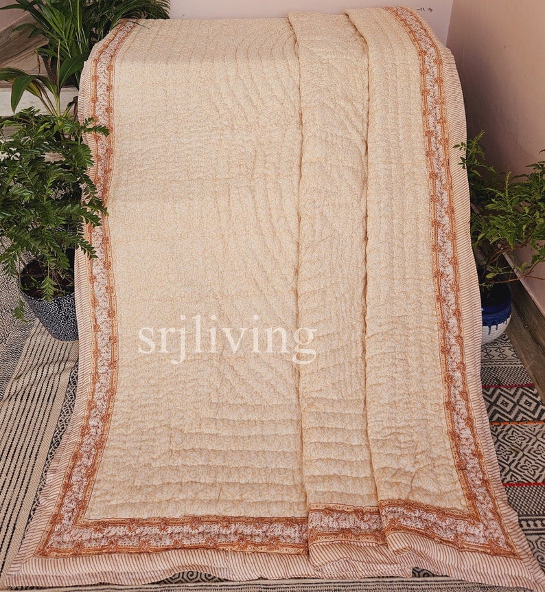 Traditional Jaipuri Razai,Hand Block Printed Kantha Quilt,Lightweight ...
