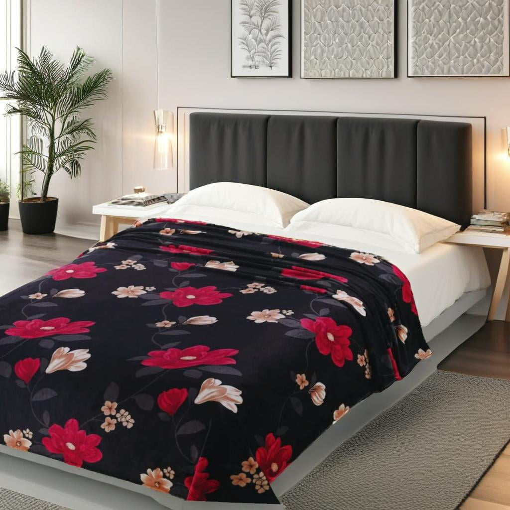 Floral Bloom Queen Comforter Set in Rich Reds and Delicate Pinks, 74 ...