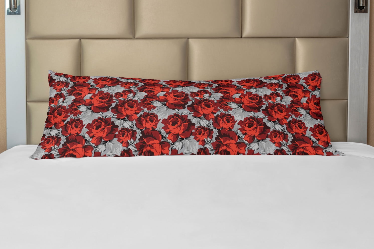 Floral Body Pillow Case Cover with Zipper, Rose Flowers Vintage Design ...