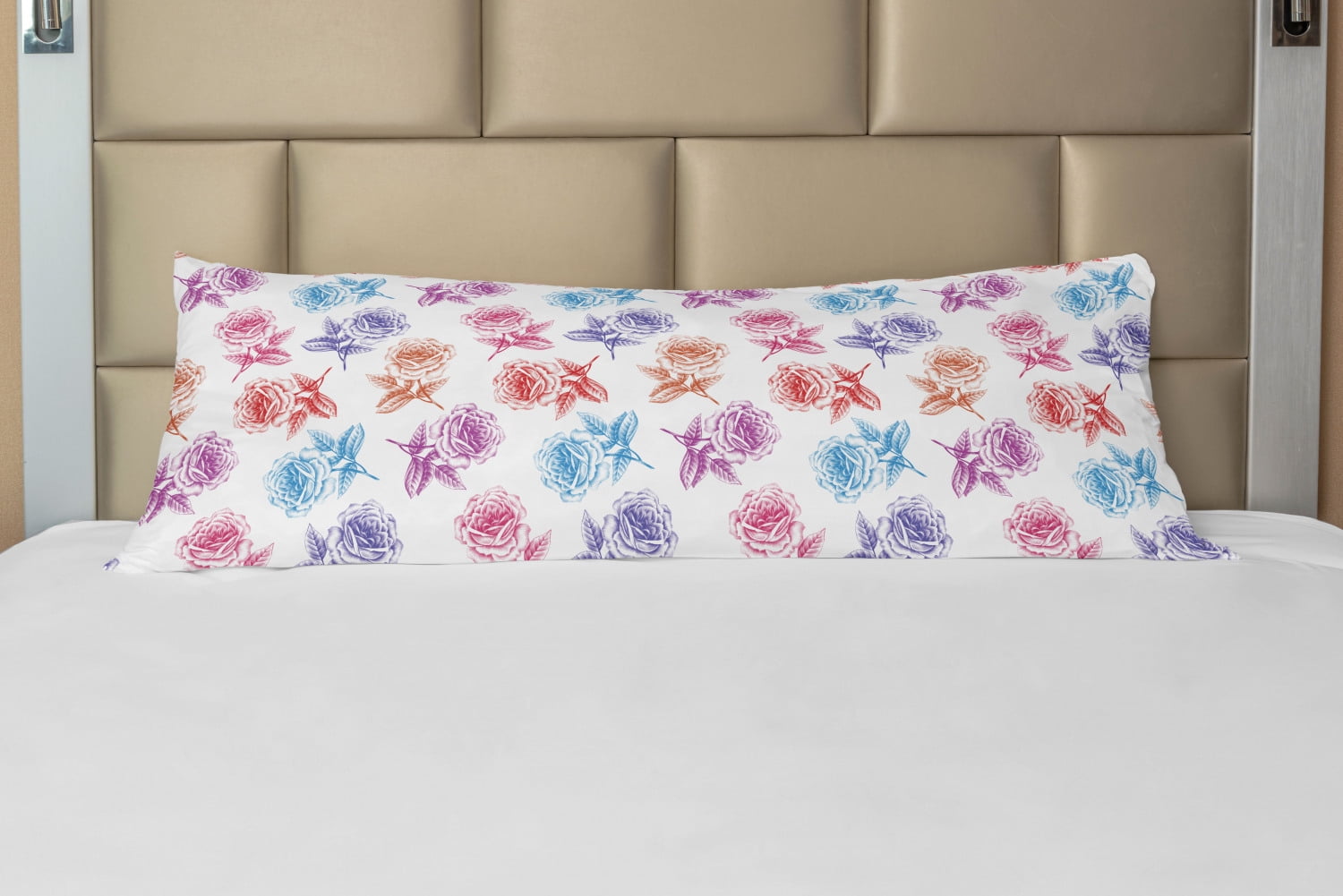 Floral Body Pillow Case Cover with Zipper, Rose Petals Romantic ...