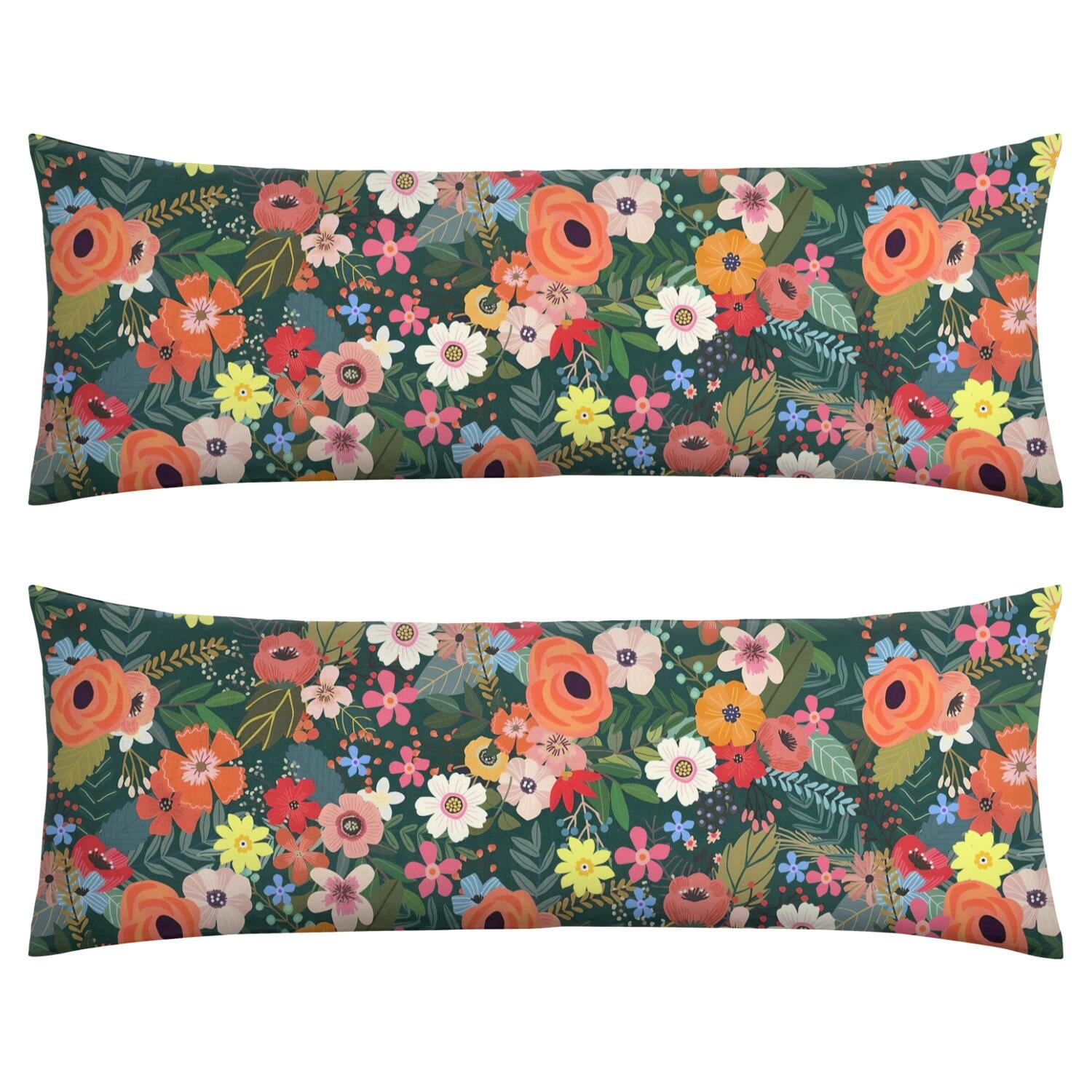Floral Body Pillow Cover – Soft & Breathable, Hidden Zipper, 20"x54 ...