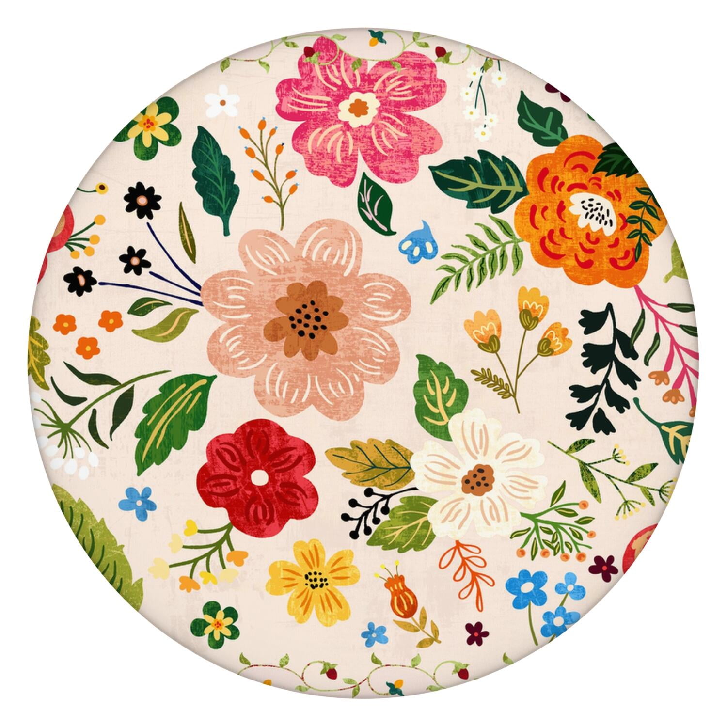Floral Bohemian Table Cover with Elastic Border, 52-56 Inch Round ...