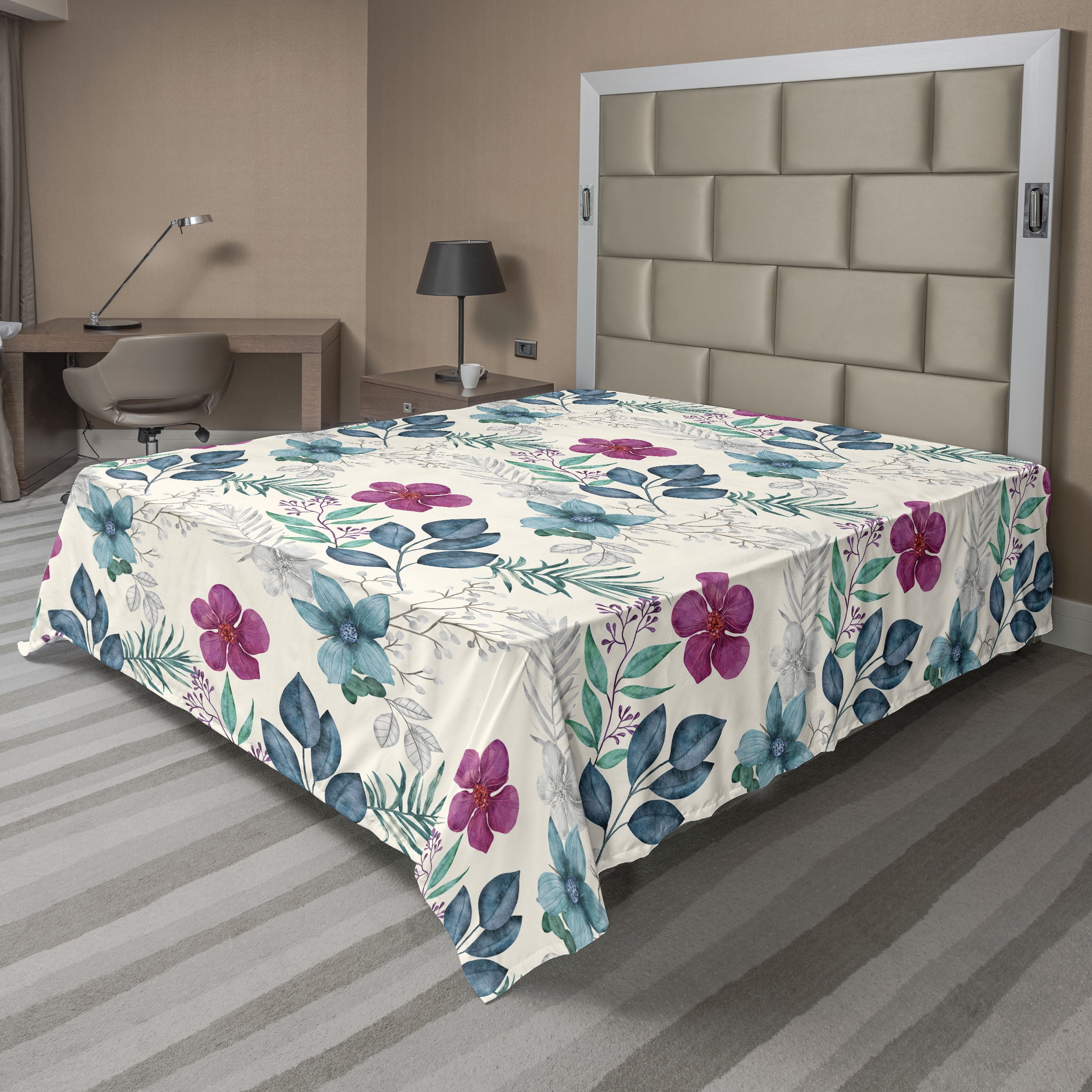 Ambesonne Floral Boho Flat Bedding Sheet Soft Top Sheet, Vintage ...
