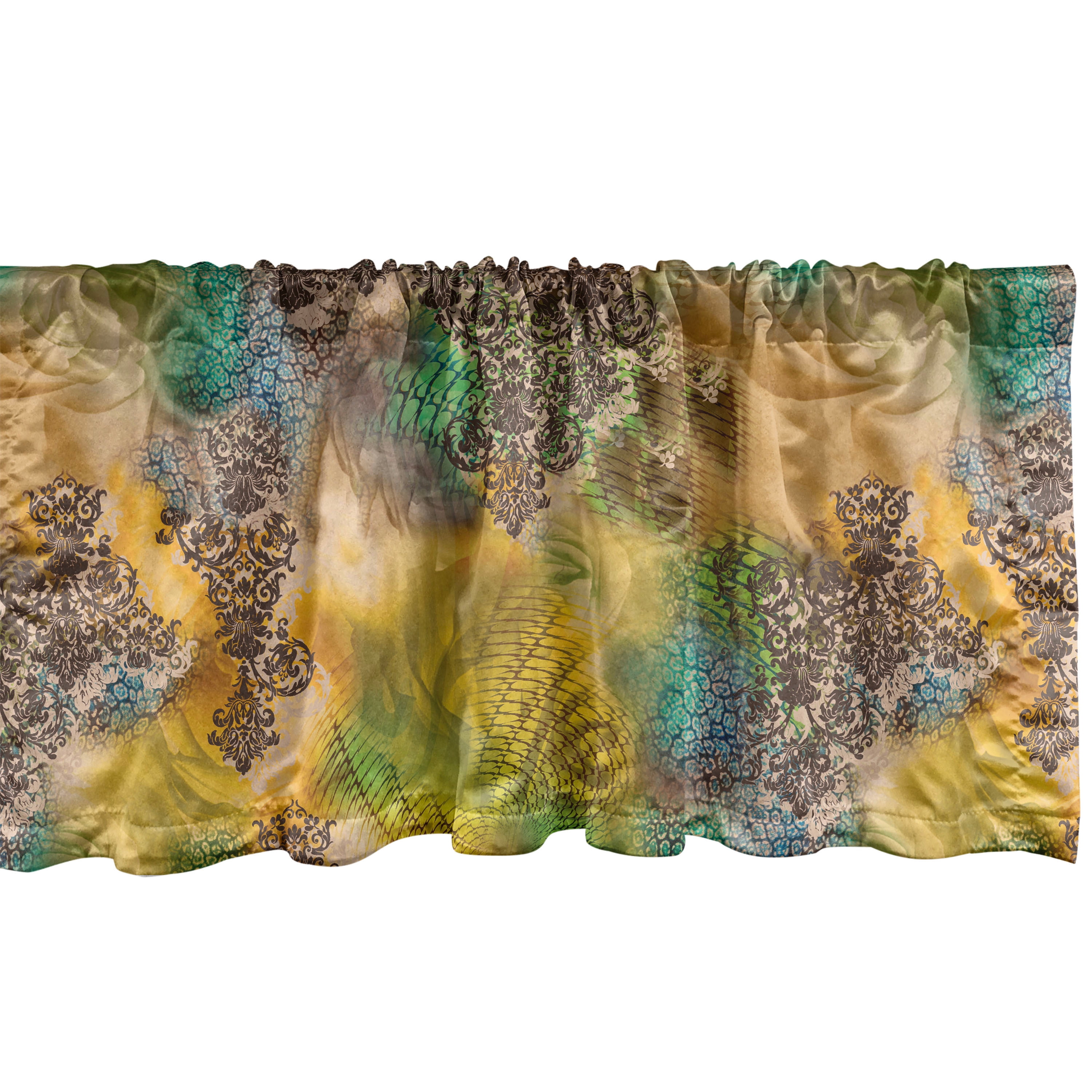 Floral Boho Window Valance, Dreamy Colors Oriental Damask Blooms ...