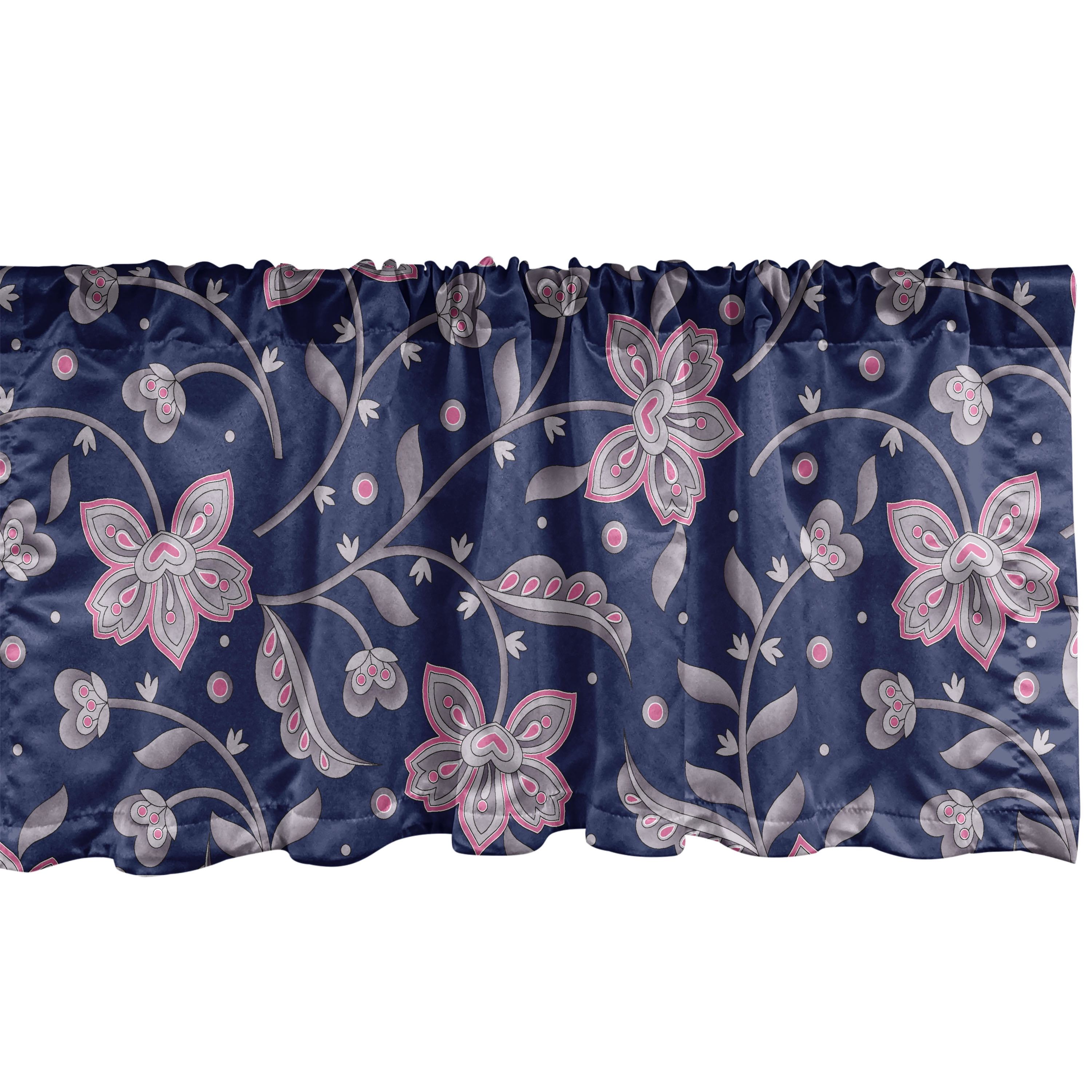 Floral Boho Window Valance, Dreamy Night Jungle Vibes Oriental Flowers ...