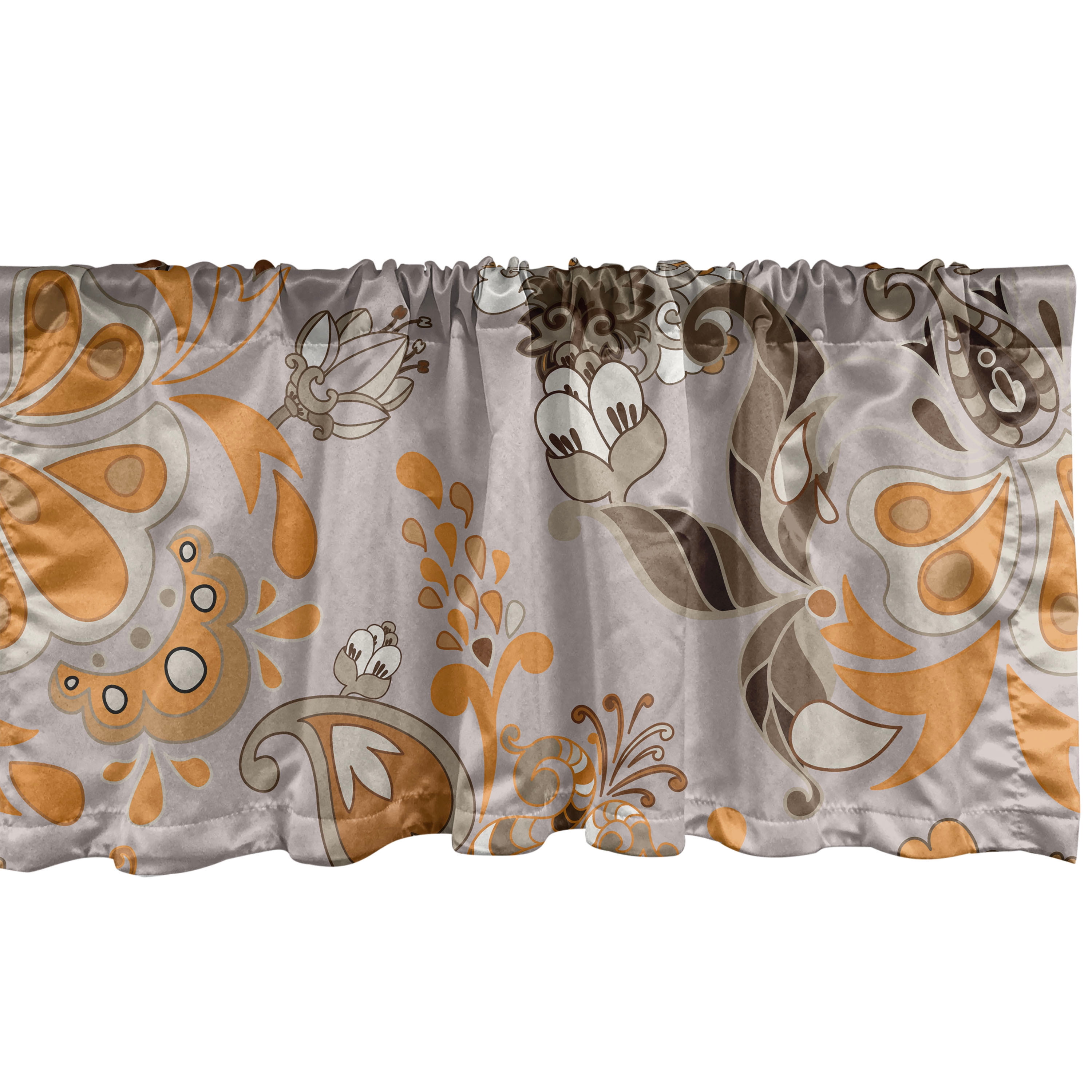 Floral Boho Window Valance, Flowers Vintage Design Garden Scene Paisley ...
