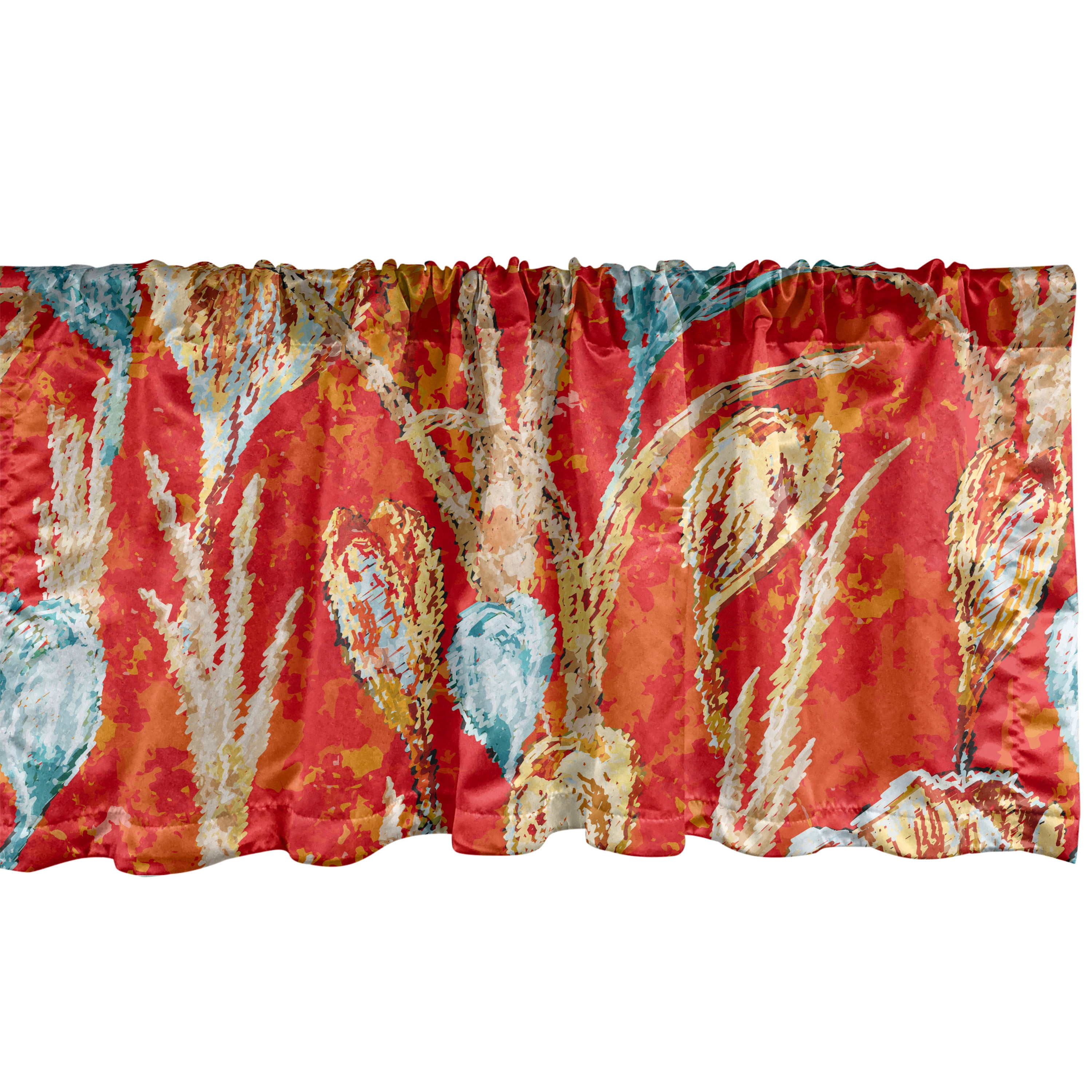 Floral Boho Window Valance, Oil Painting Look Blooming Roses ...