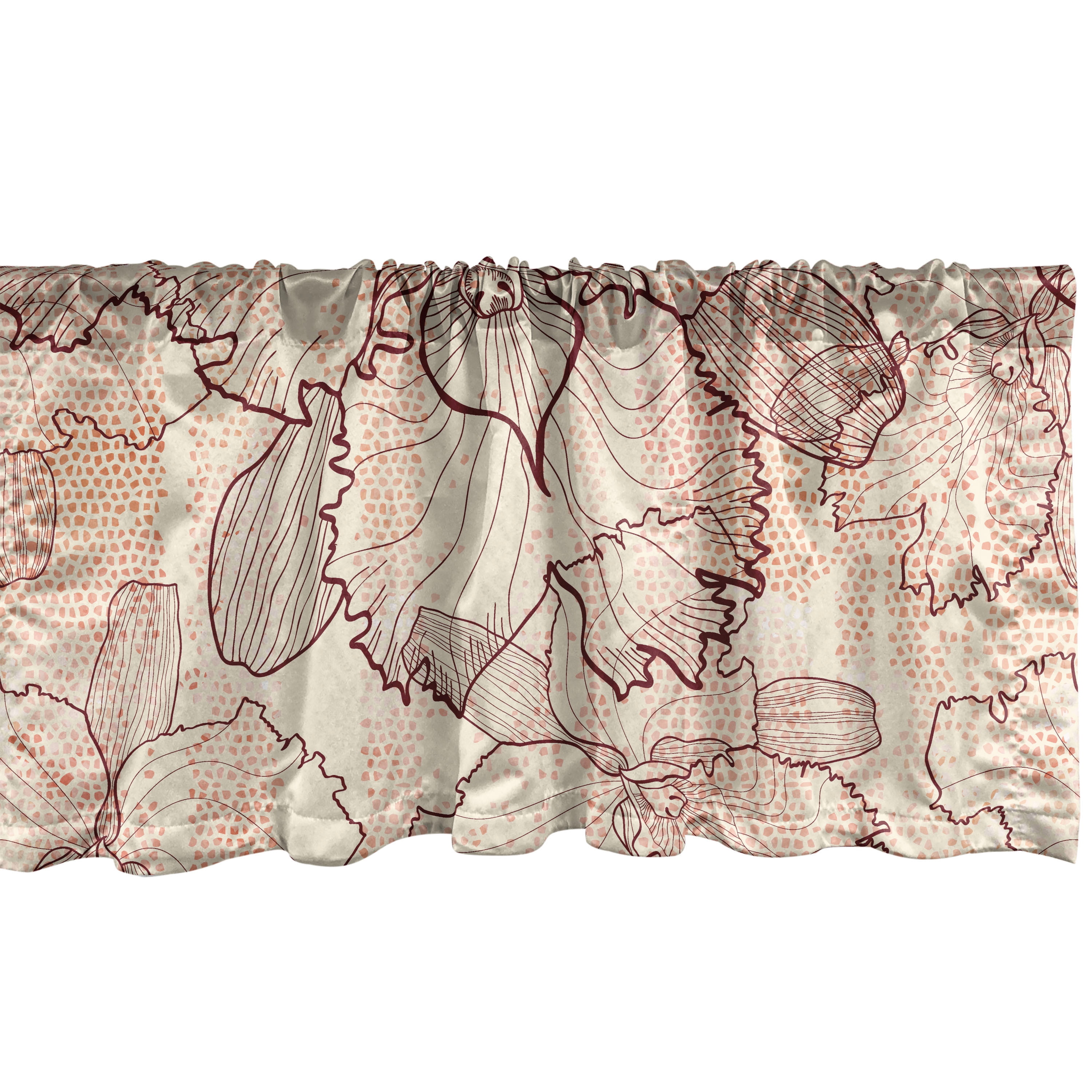 Floral Boho Window Valance, Retro Colors Lilac Flowers with Lines ...