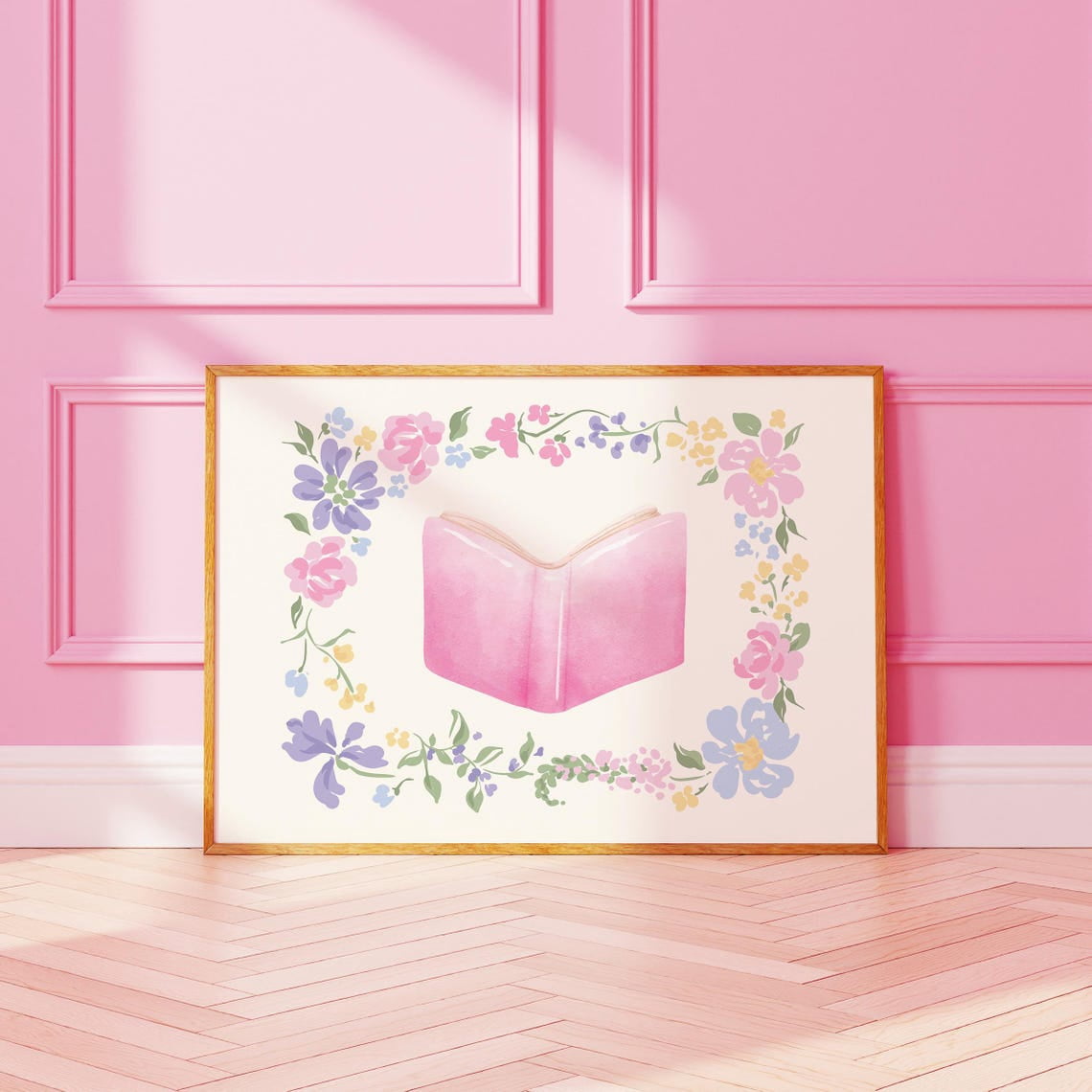 Floral Book Frame Poster Bookish Wall Art Cute Lover Decor Aesthetic ...