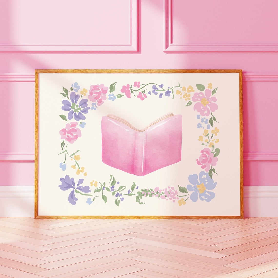 Floral Book Frame Print, Funny Bookish Wall Art, Cute Book Lover Decor ...