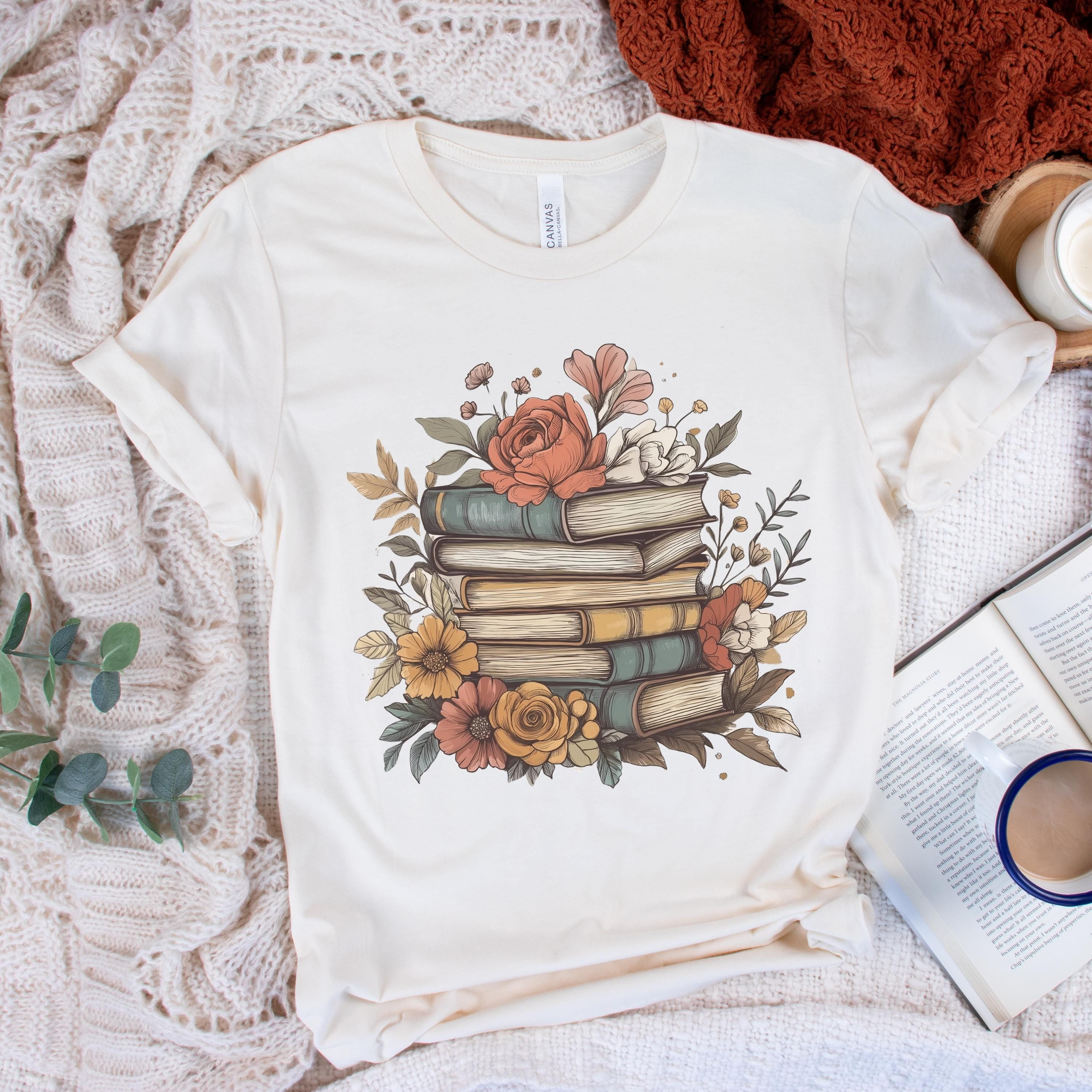 Floral Book Shirt, Trendy Bookish Tee, Cottagecore Reader Gift, Book ...