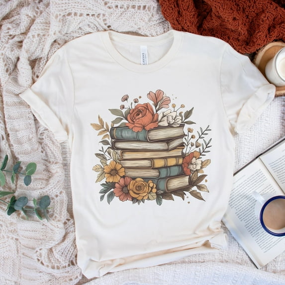 Floral Book Shirt, Trendy Bookish Tee, Cottagecore Reader Gift, Book ...