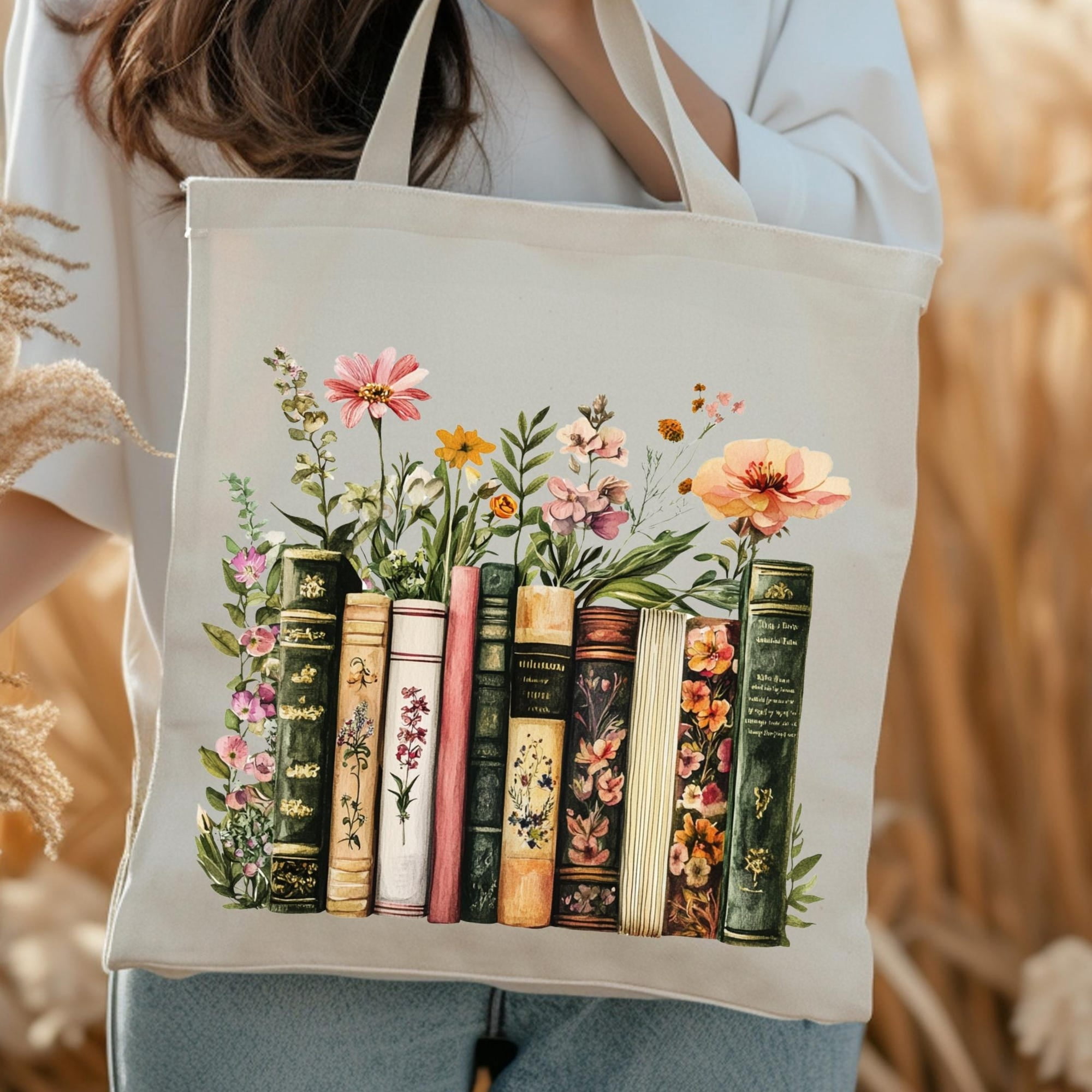 Floral Book Tote Bag,Books Tote Bag,Book Lover Gift,Book Club Gifts ...