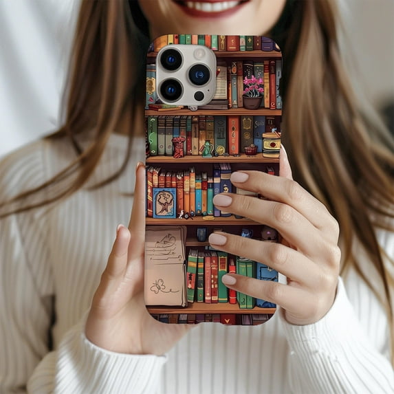 Floral Bookcase Art Phone Case with iPhone 17 through 11 Pro Max, Book ...
