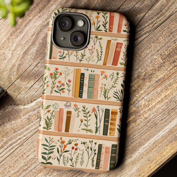 Floral Bookcase Bookworm Reading Art Phone Case for iPhone 17 through ...