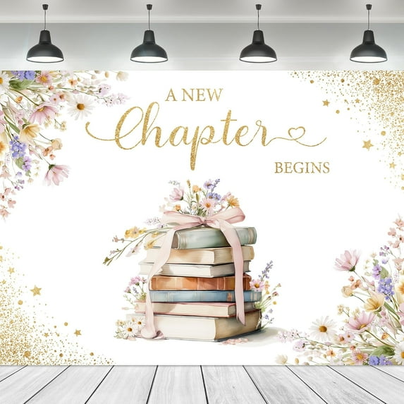 Floral Books Bridal Shower Backdrop A New Chapter Begins Photography ...