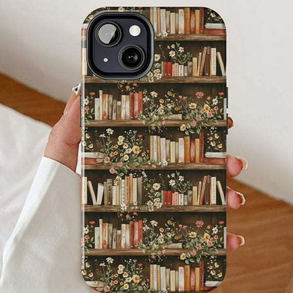 Floral Bookshelf with Flower Books Bookish Booktok Phone Case 11 12 13 ...