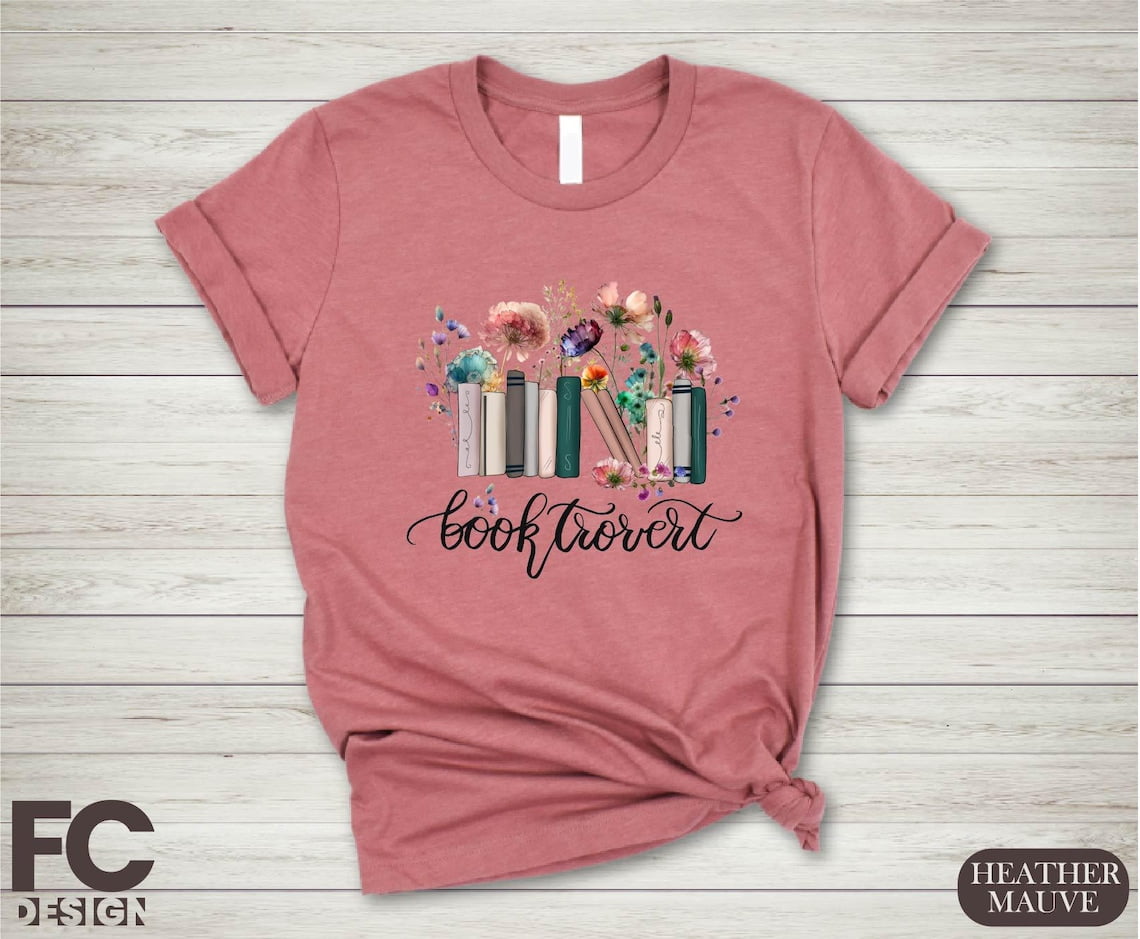 Floral Booktrovert Bookish Sweater, Introverted Book Club, Book Lover ...