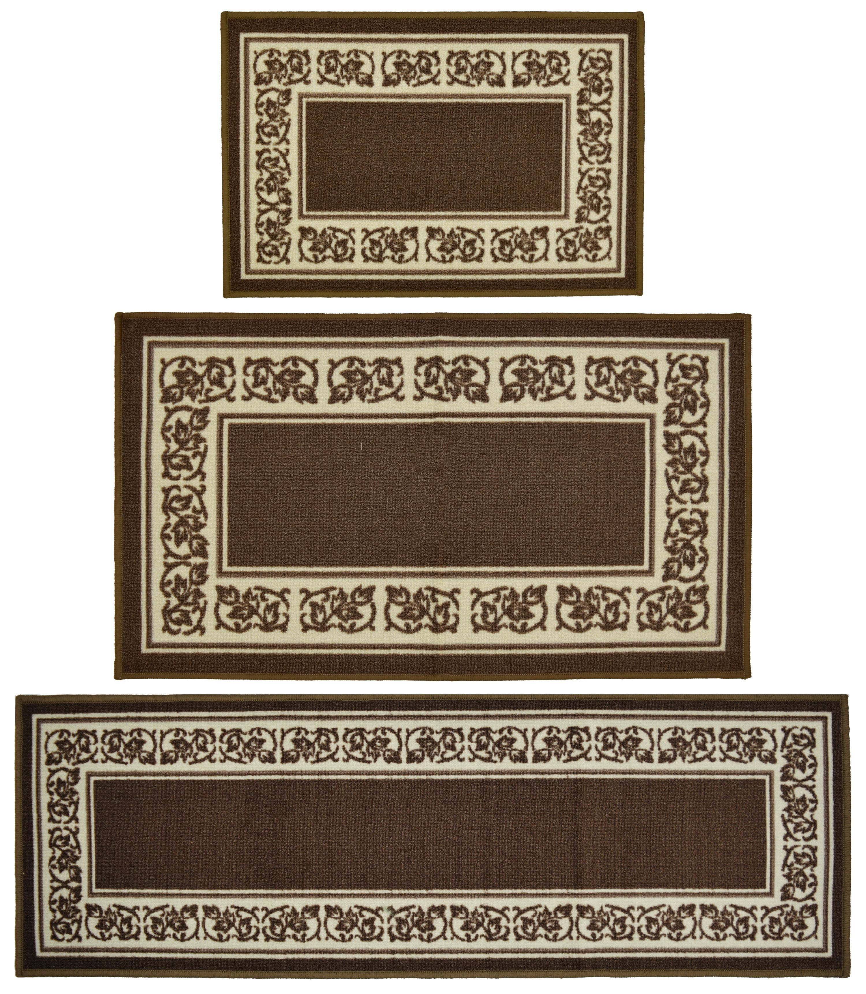 Madison Home USA Floral Border accent Rug Set Sand Nylon, 1' 8 "/ 2' 6 ...