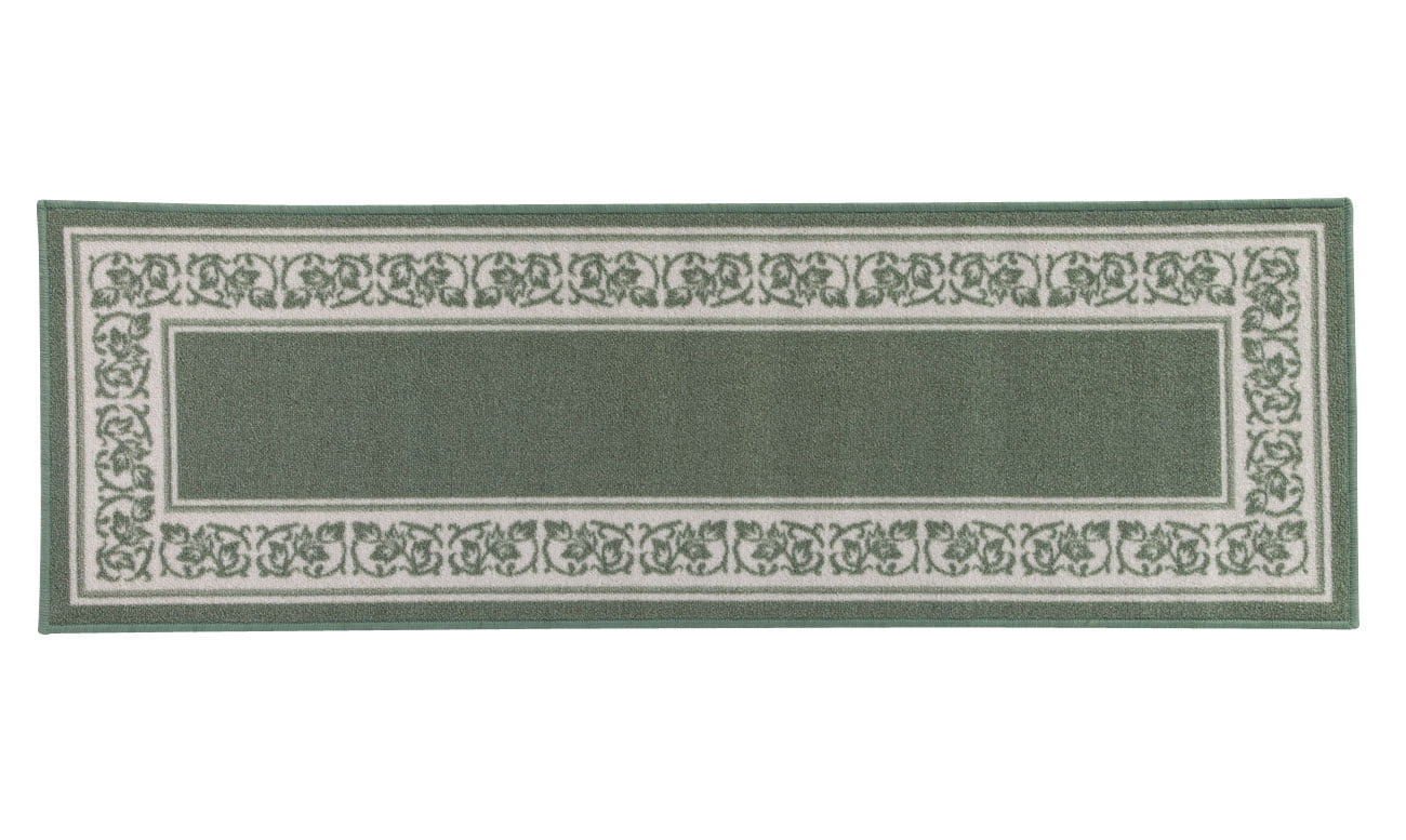 Floral Border Area Rugs Size: 20"x 59", Color: Green - Walmart.com