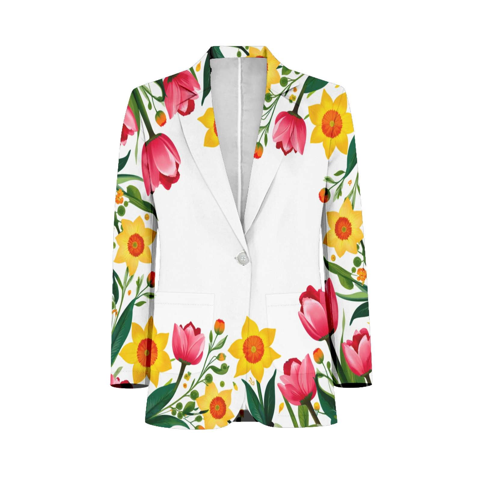 Floral Border Around White Space Mens Suits Shawl Collar Slim Fit Suit ...