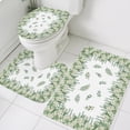 Floral Border Bathroom Rugs Set Eucalyptus Leaves Farmhouse Rustic Non ...