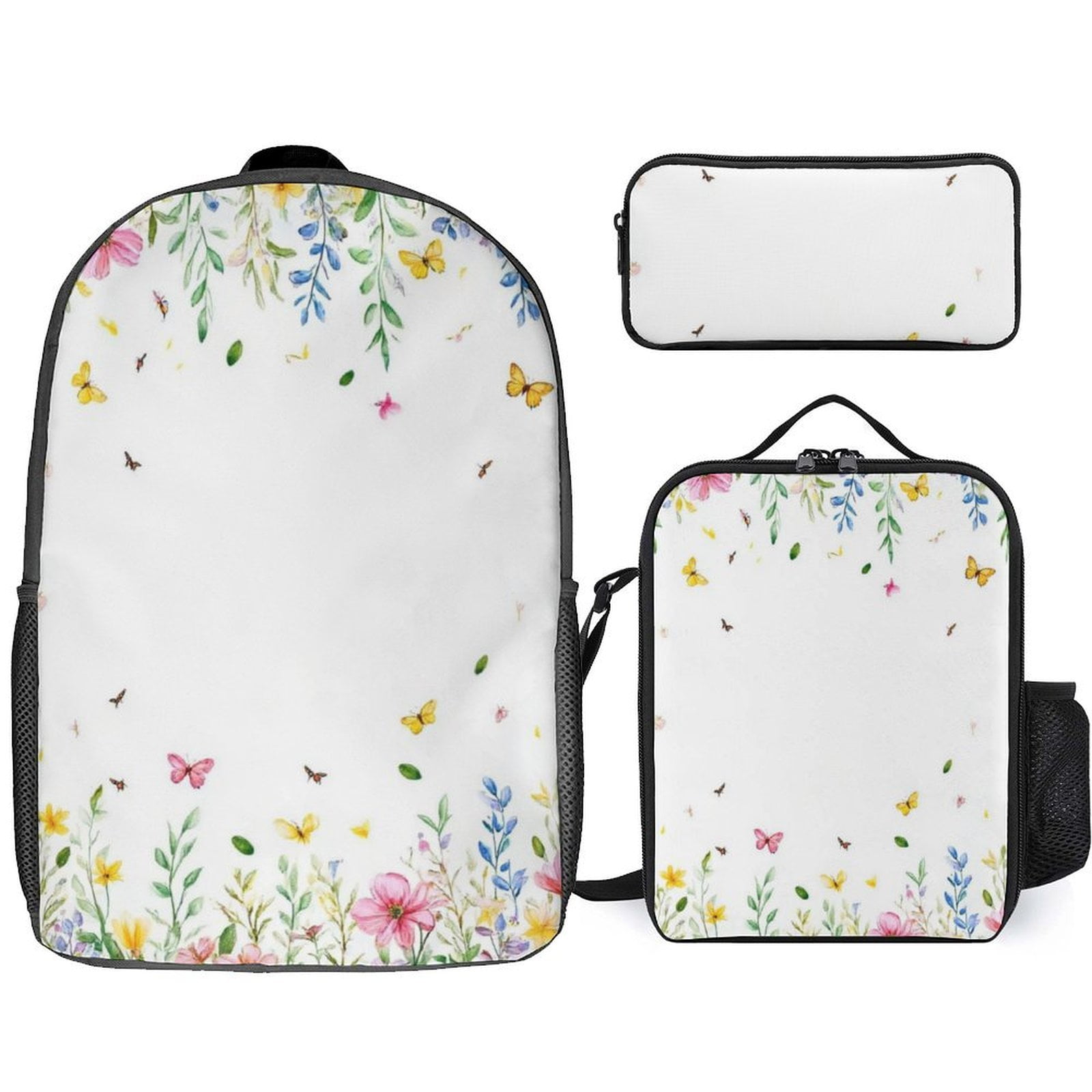 Floral Border Frame Design(1) 3D Printed 3pcs/Set Bags Laptop Daypack ...