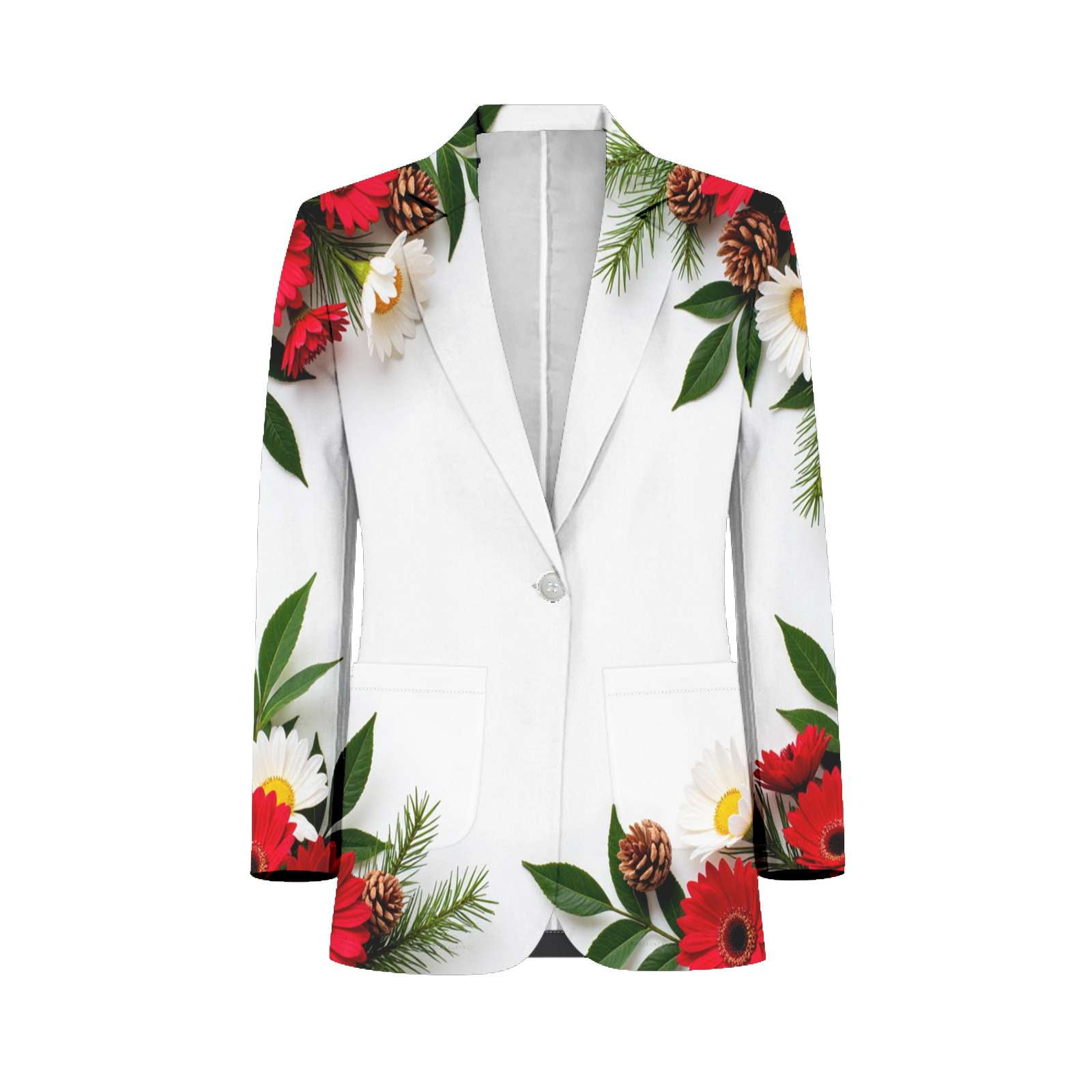 Floral Border With White Space Mens Suits Shawl Collar Slim Fit Suit ...