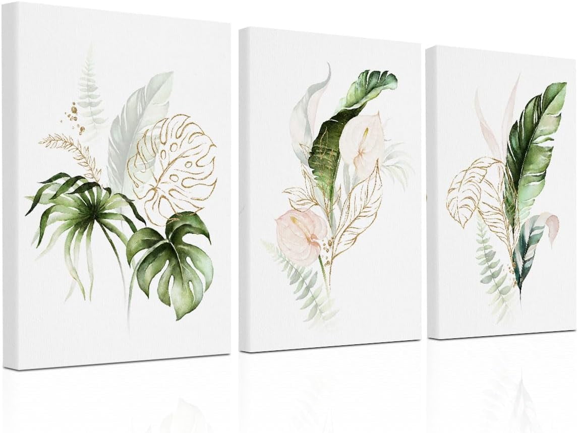 Floral Botanical Canvas Wall Art Set of 3 Vintage Flower Wall Decor Artwork for Walls Art Prints ...