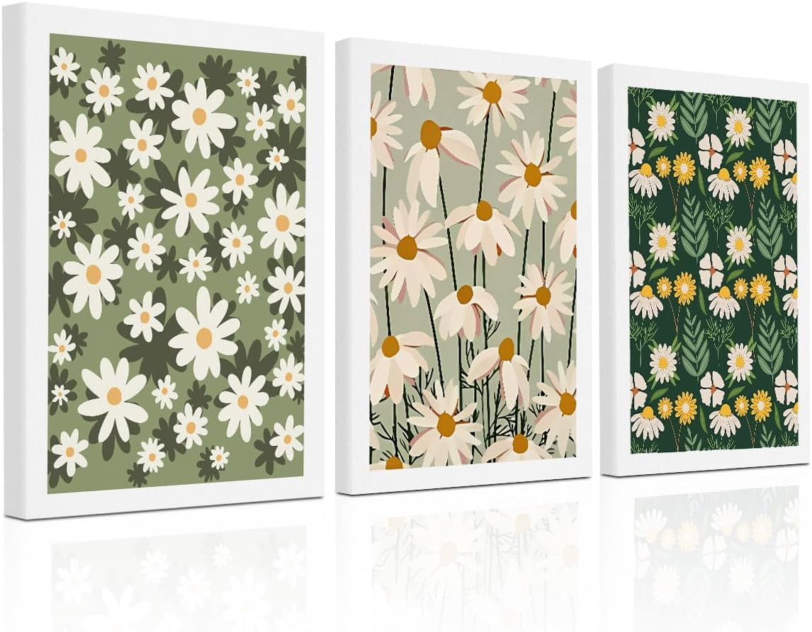 Floral Botanical Canvas Wall Art Set of 3 Vintage Flower Wall Decor Artwork for Walls Art Prints ...