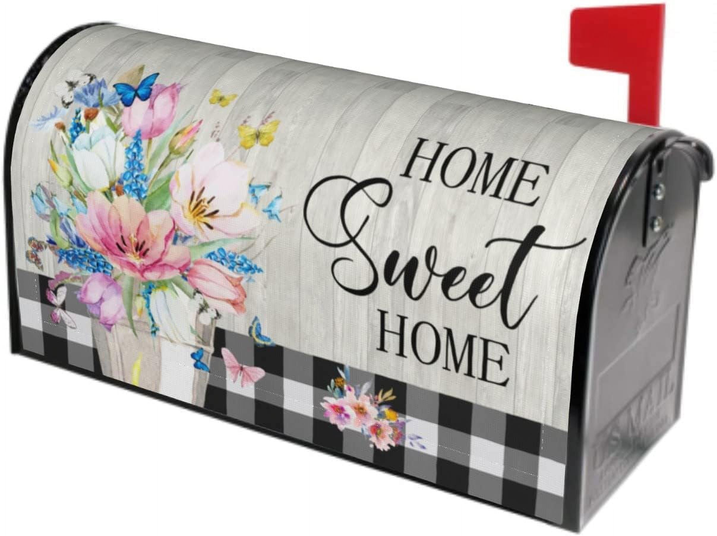 Floral Buffalo Plaid Mailbox Cover Spring Summer Flower Butterfly ...