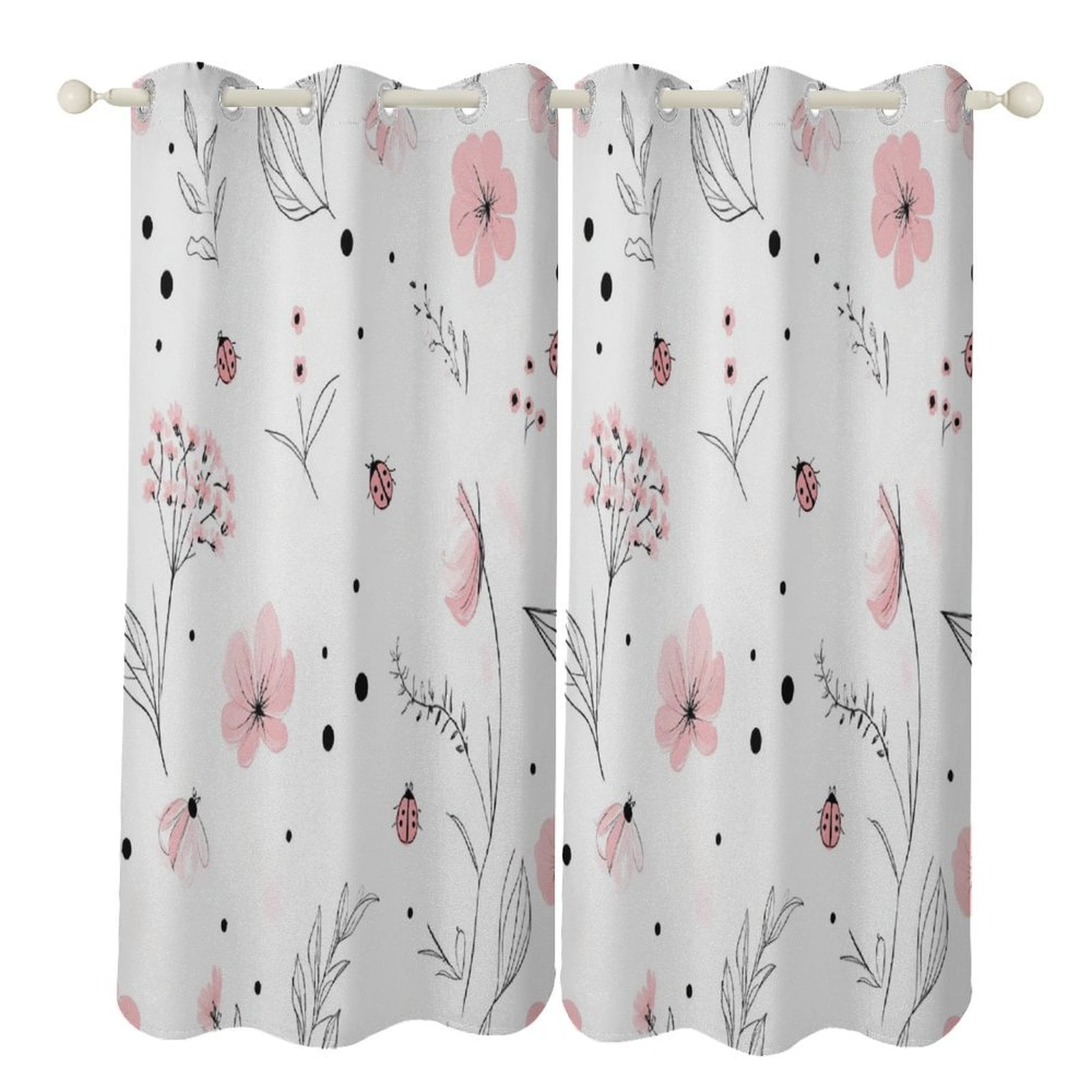Floral Bugs Pattern Study Room Living Kitchen Bedroom For Blackout ...