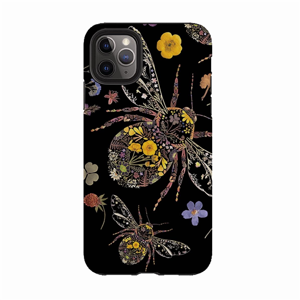 Floral Bumble Bees Botanical Art Phone Case for iPhone 16 15 14 13 12 ...
