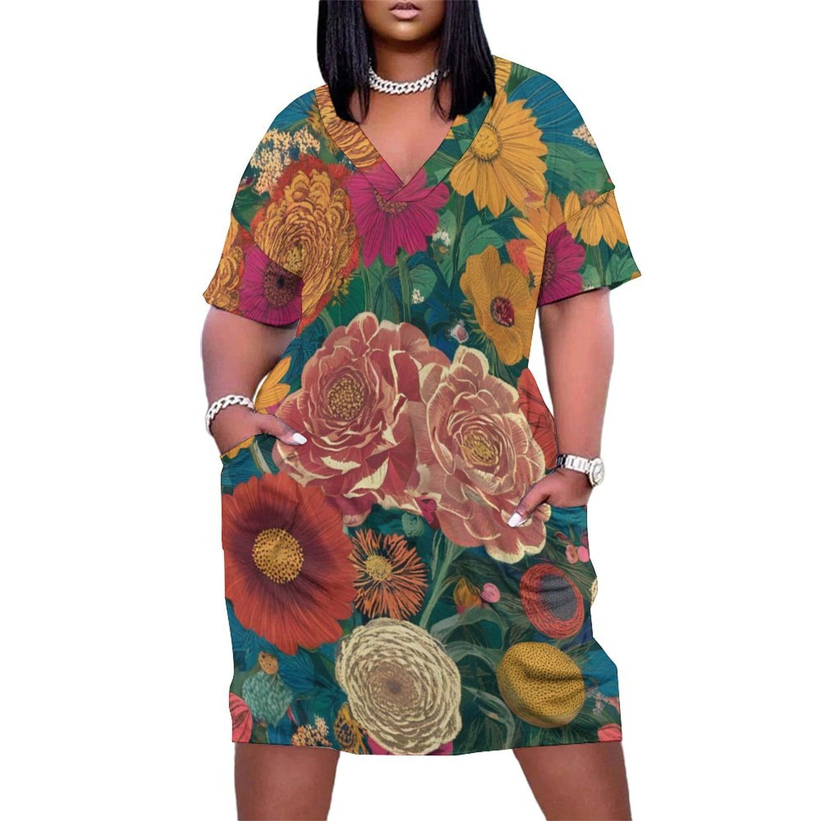 Floral Burst Garden Loose Pocket Dress Dresses Summer Summer Dresses ...