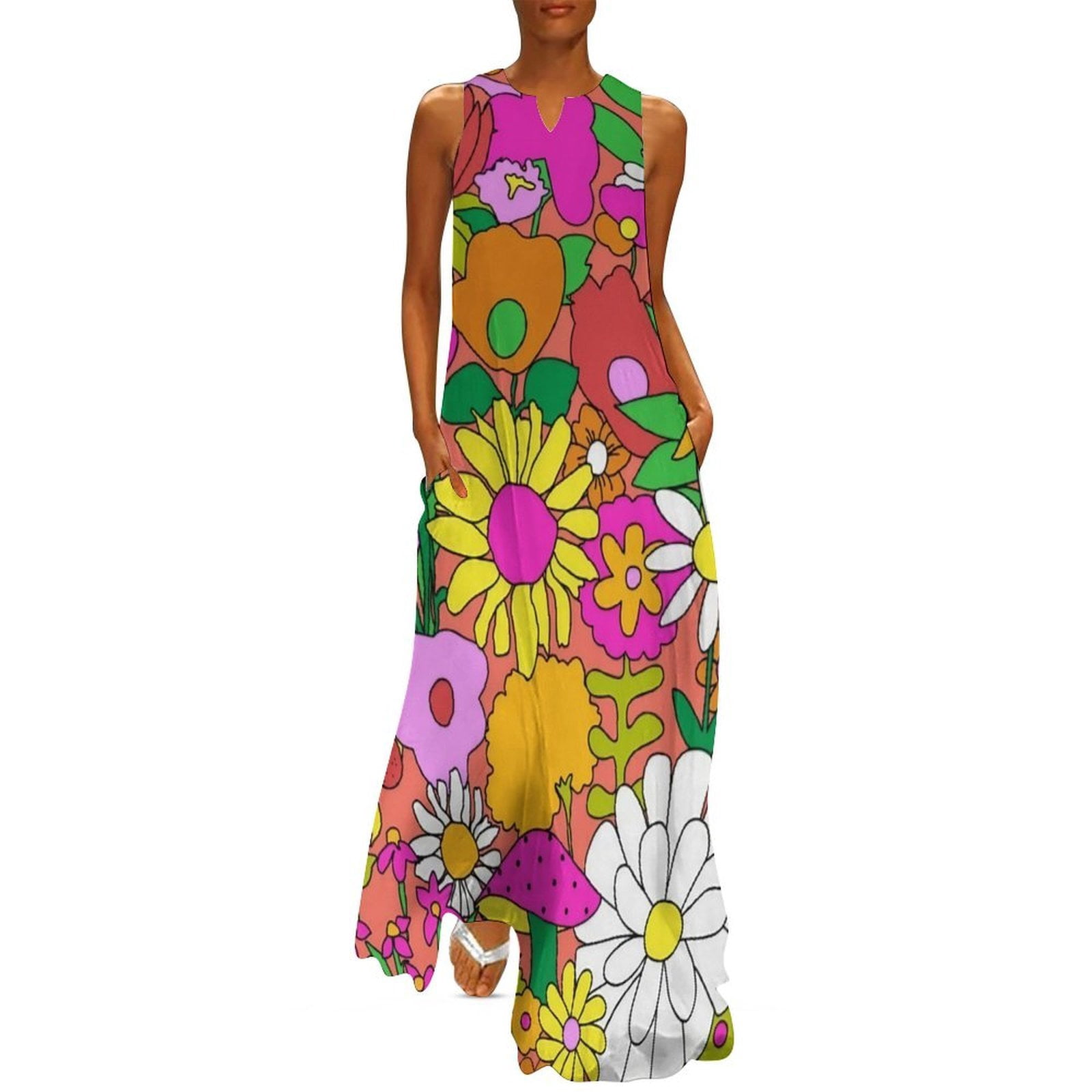Floral Burst Garden Print Long Dress Women's summer dress women's ...
