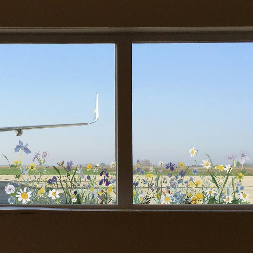 Floral Bushes Window Stickers Flower Window Stickers Daisy Window ...