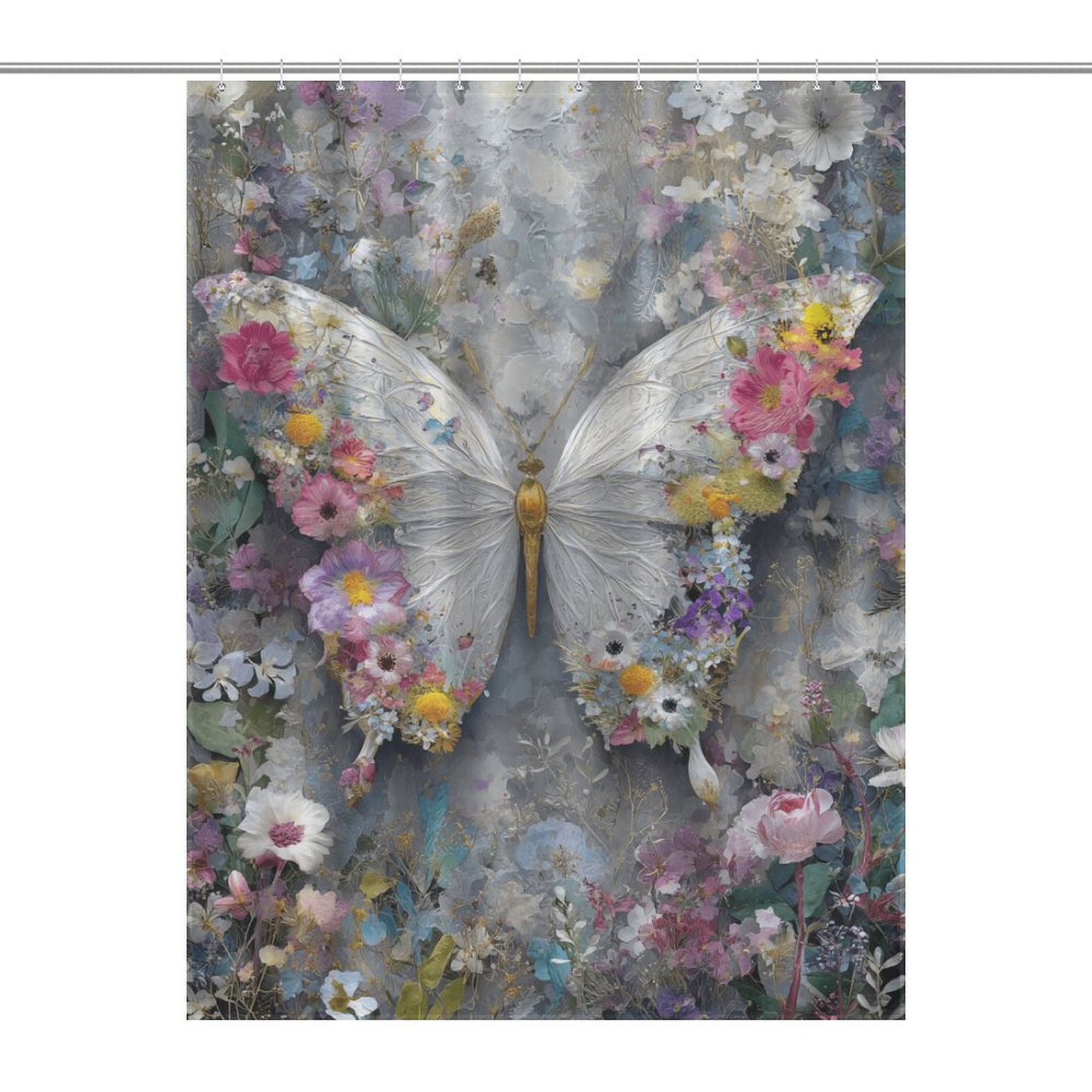 Floral Butterfly Art Serene Beauty Nature Cloth Fabric Bathroom Decor ...