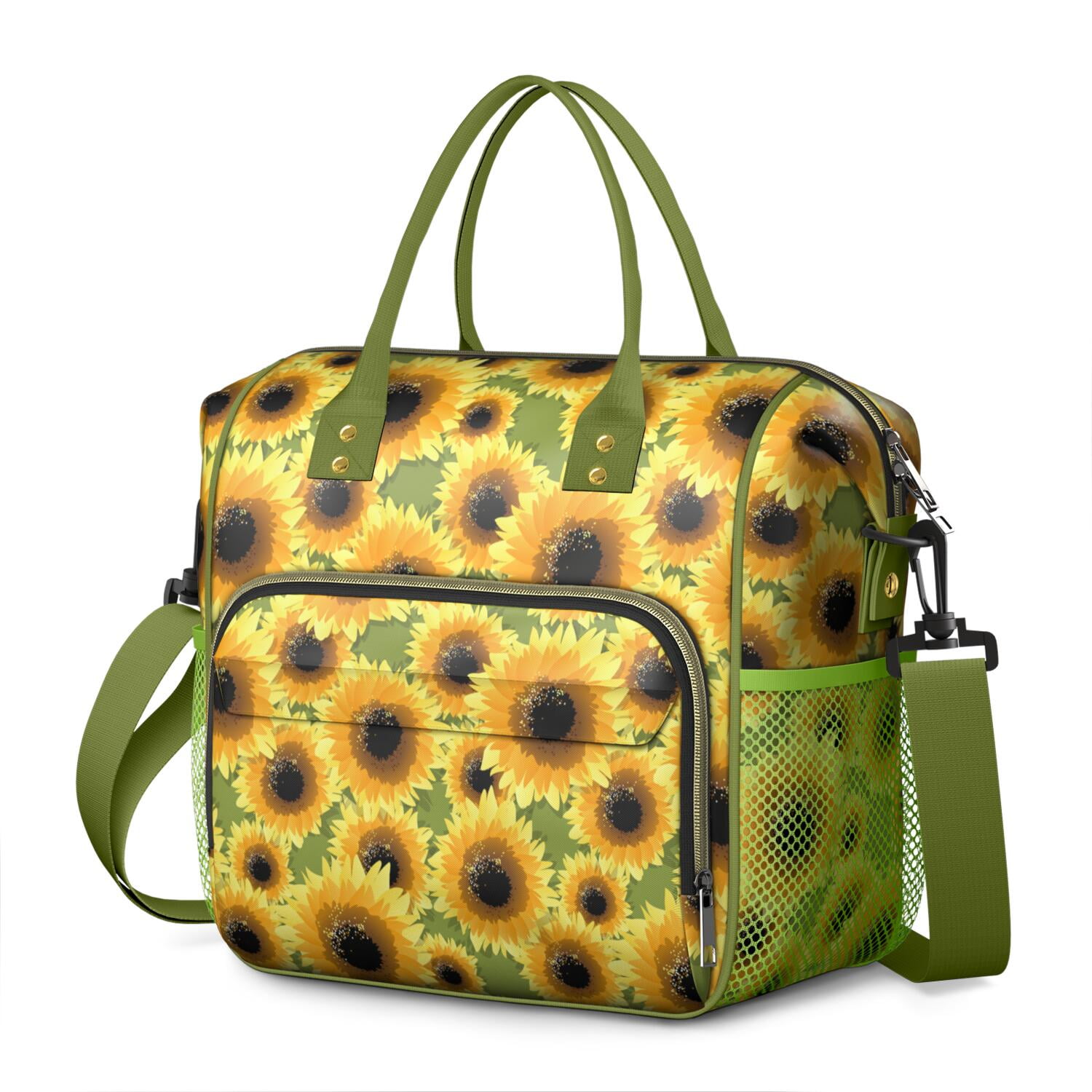 Floral Butterfly & Bee Lunch Bag – Large Reusable Tote with Dual ...