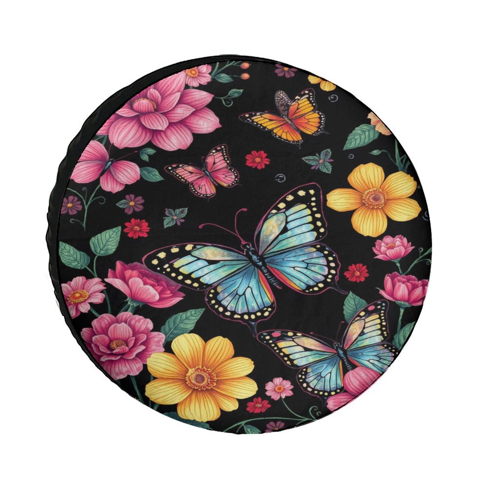 Floral Butterfly Design Spare Tire Cover Dust-Proof Wheel Tire Cover ...