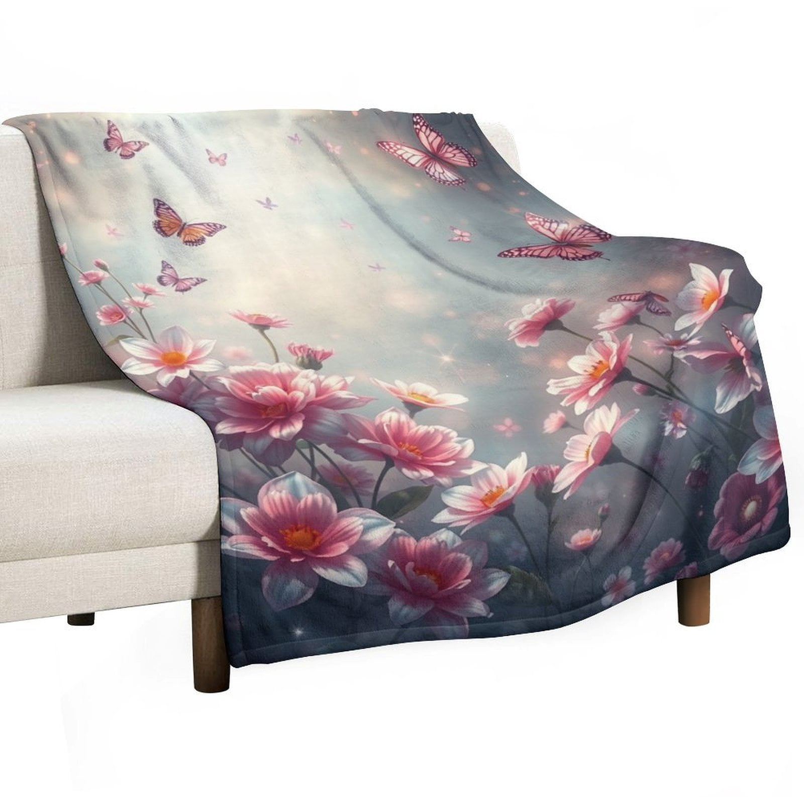 Floral Butterfly Dream Throw Blanket for Sofa Luxury Home Interior ...