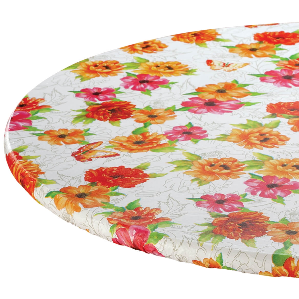 Floral Butterfly Elasticized Table Cover, 45" - 56" dia. Round ...