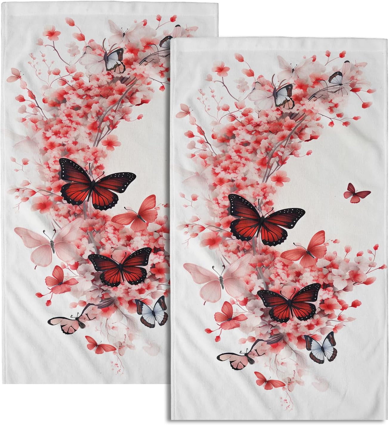 Floral Butterfly Hand Towels - Decorative Summer Spring Floral ...