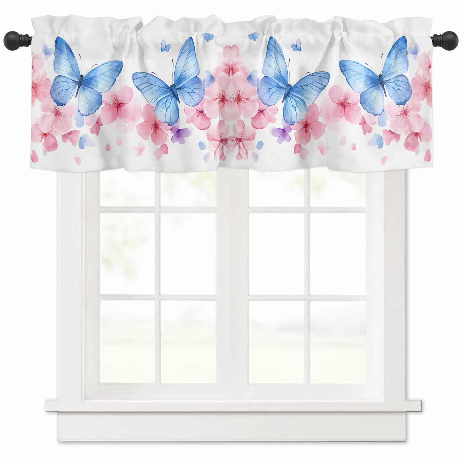 Floral Butterfly Valances for Windows Farmhouse Kitchen Curtains ...