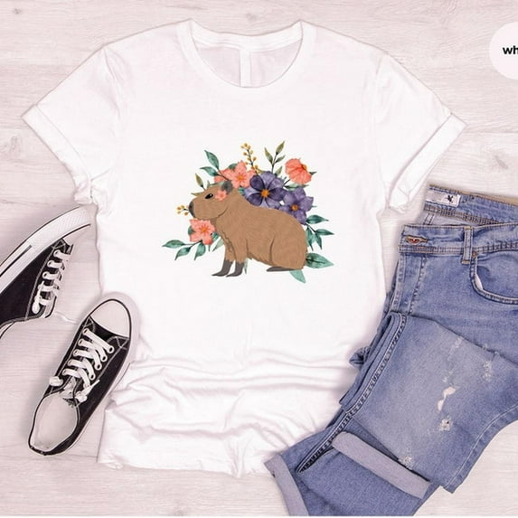 Floral C1Apybara S1Hirt, C1Apybara Gift, Cute Animal T-S1Hirt, Gif for ...