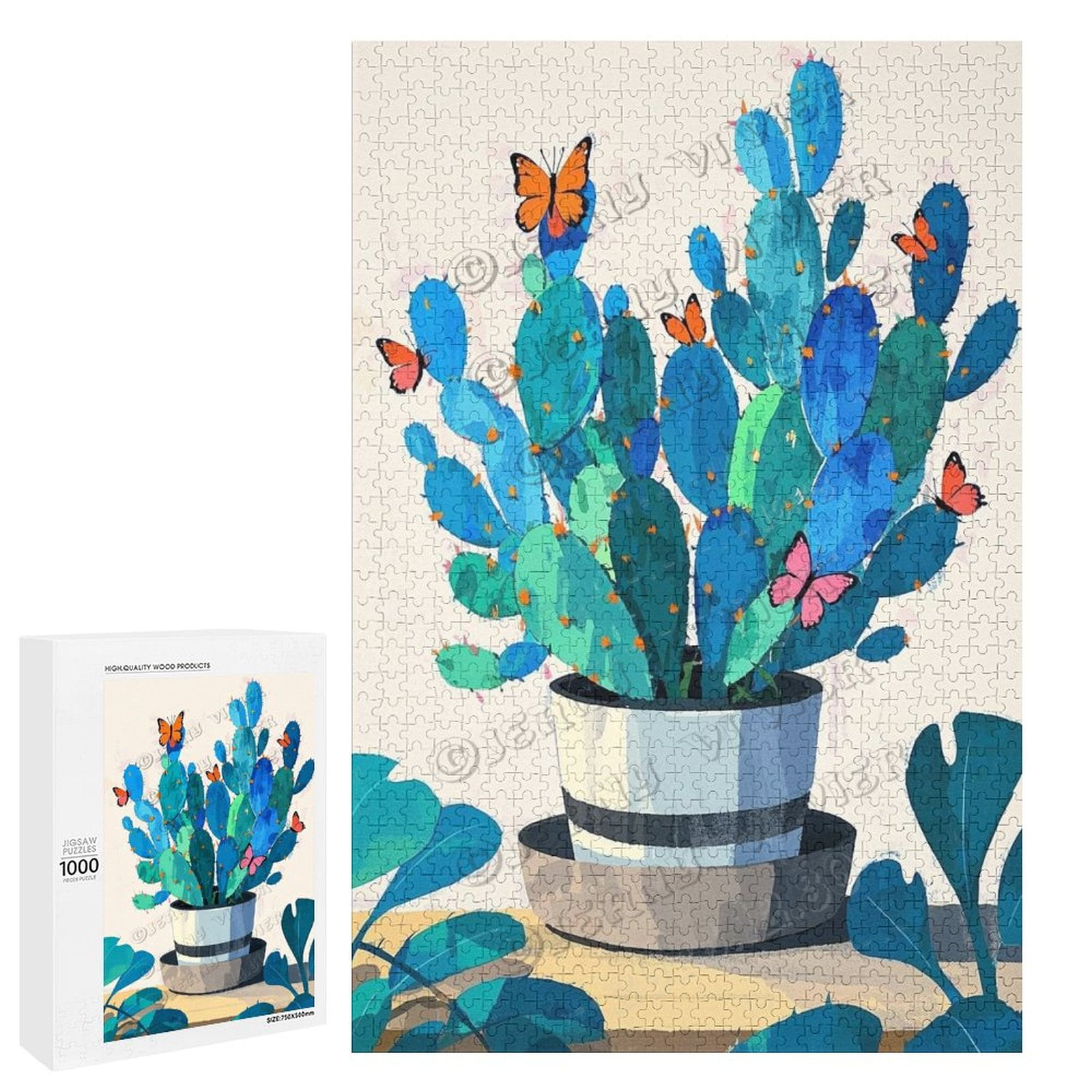 Floral Cactus 1000 Piece Wooden Jigsaw Nature Puzzles - Premium Jigsaw ...