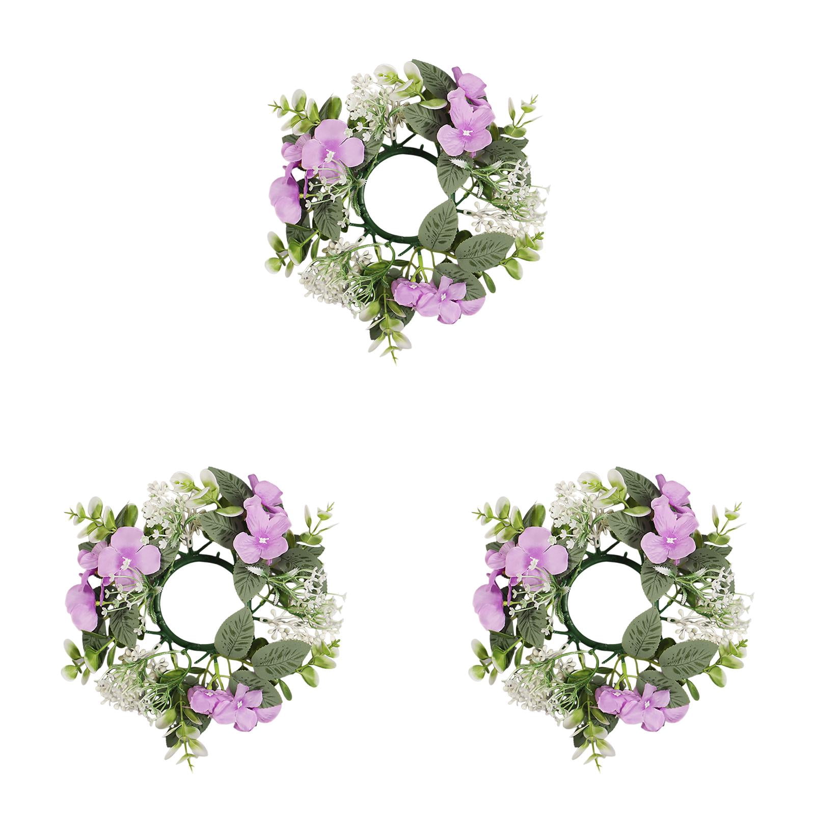 Floral Candle Ring Wreaths Artificial Flower Garland Candlestick Holder ...