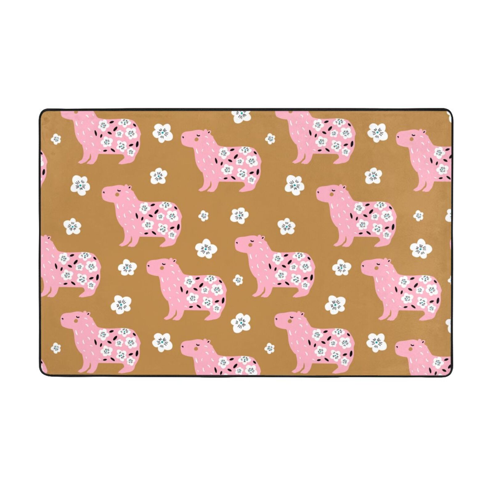 Floral Capybaras Indoor Door Mat, Bedroom Rug & Carpets Entryway Rug ...