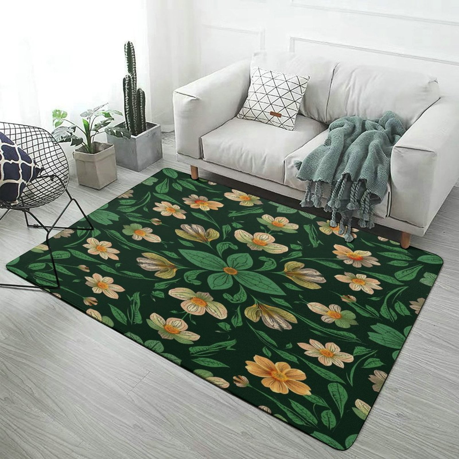 Floral Carpet for Living Room Luxury Home Rations Sofa Coffee Table ...