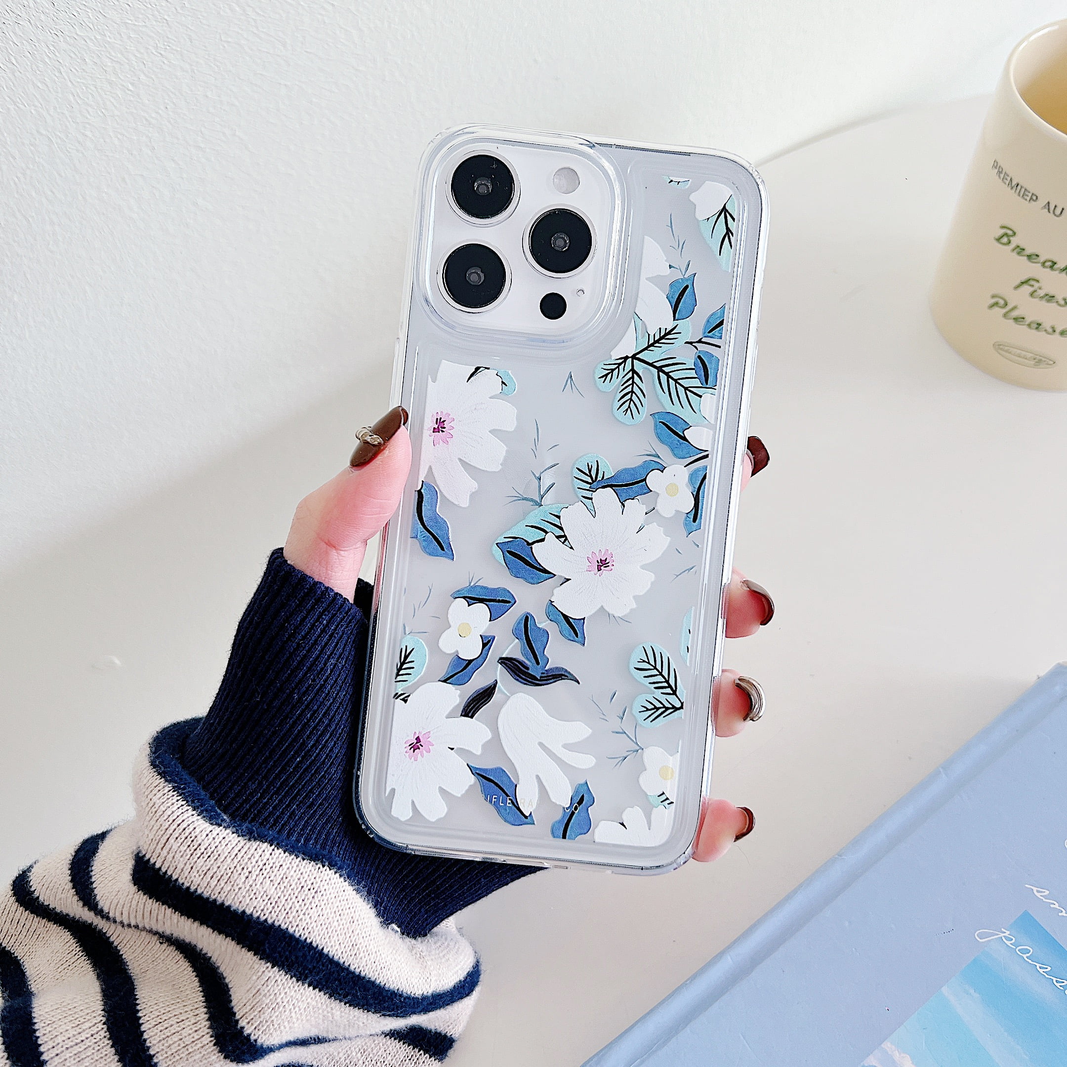 Floral Case for iPhone 12 Pro Max, Clear Case with Flower Pattern Cute ...
