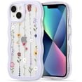 Floral Case for iPhone 14 Plus/15 Plus 6.7",Cute Curly Wave Frame Shape ...